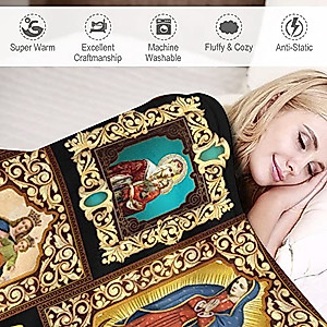 Catholic Blanket Gifts, 40"x50" Virgen de Guadalupe Throw Blanket, Lightweight, Soft, Cozy, Warm, Fleece Our Lady of Guadalupe Theme Gifts for Bed Couch