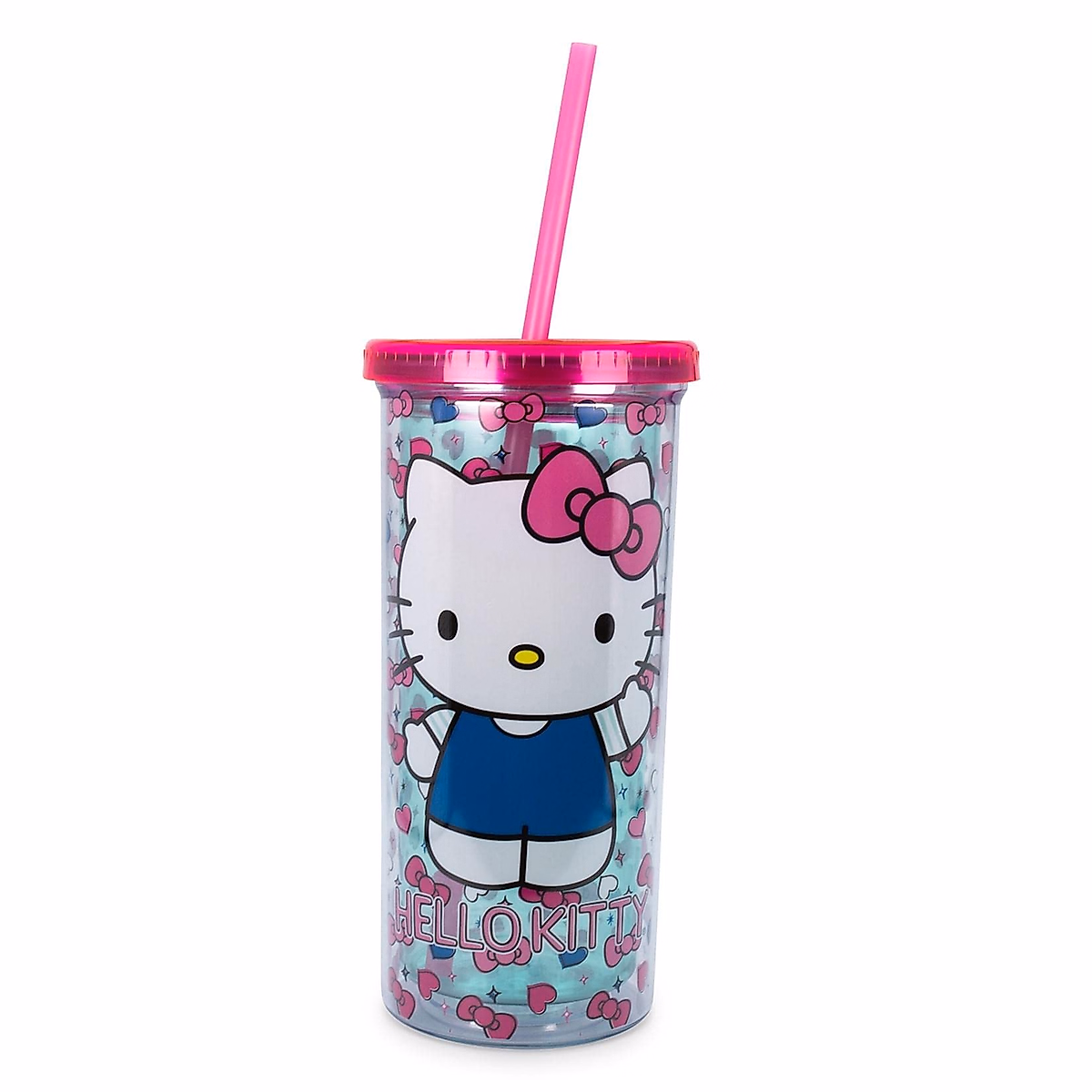 Hello Kitty Bows and Hearts Carnival Cup with Lid and Straw | Holds 20 Ounces