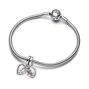 Pandora Puzzle Piece Hearts Splittable Friendship Dangle Charm - Compatible Moments Bracelets - Jewelry for Women - Gift for Women in Your Life - Made with Sterling Silver