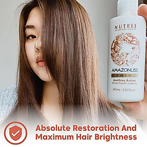 Amazonliss Hair Straightening Brazilian Treatment Tanino - Taninoplastia Hair Treatment - Smoothing, Hydrating, Repairing, Extreme Shine Effect - Formaldehyde Free - 2.03 Fl.oz (Tanino)