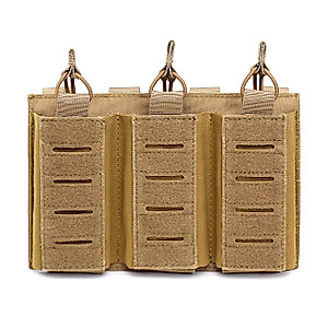 Tripple Mag Pouch Molle Open-Top Tripple Magazine Pouch for M4/M16/AR/AK Rifle Magazines (Tan)