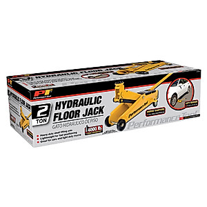 Performance Tool W1614 2 Ton (4,000 lbs.) Capacity Floor Jack Made With Heavy Duty Steel And Swivel Rear Casters