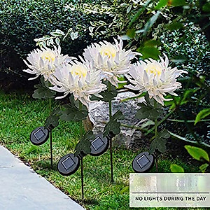 sknonr Outdoor Waterproof Garden Lawn Plug-in Light LED Solar Light Artificial Chrysanthemum Light Home Garden Decoration 3 Pieces, 80cm