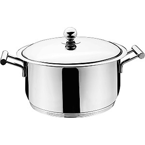 Stainless Steel Stockpot Stew Pot Casserole Soup Pot with Heat-Resistant Double Handle,Mirror Polished Stockpot 17 Quart with Lid,Professional Home Chef Grade Clad Pot for Induction Stovetop