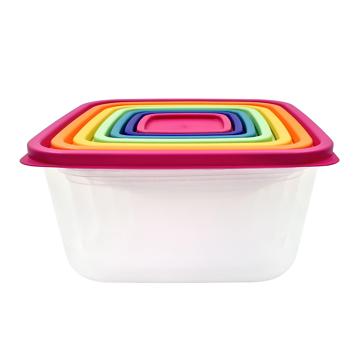 SMIY Plastic Rainbow Food Storage Set, Multi Color, 14 Count