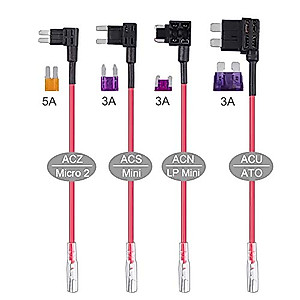Justech 10ft Hard Wire Kit for Dash Cam with Mini/Micro/Micro2 Fuse 12V-24V to 5V Dash Cam Hardwire Kit