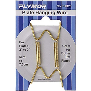 Plymor Shiny Gold Finish Wall Mountable Plate Hanger, 3.5" H x 2.5" W x 0.375" D (For Plates 2" - 3"), Pack of 6