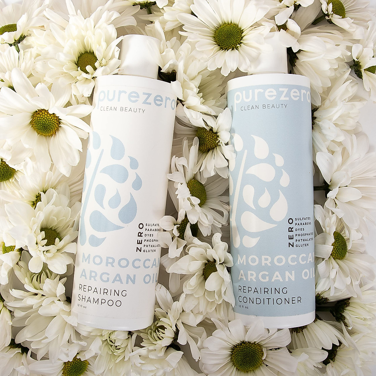 Purezero Moroccan Argan Oil Conditioner - 12 Fl Ounces - Repair Damaged Hair - Restore Strength, Shine & Softness - Zero Sulfates, Parabens, Dyes, Gluten - 100% Vegan & Cruelty Free