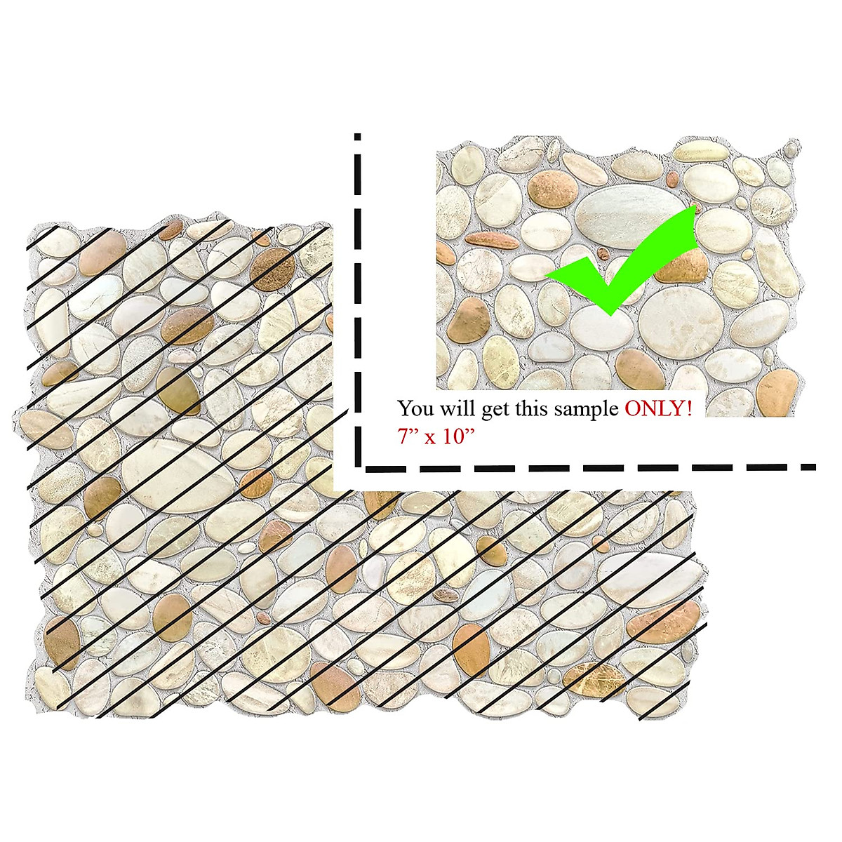 Sample for Display Purpose only Retro-Art 3D Wall Panels, Natural Pebble in White Beige Grey, PVC, 7"x10", 564PP
