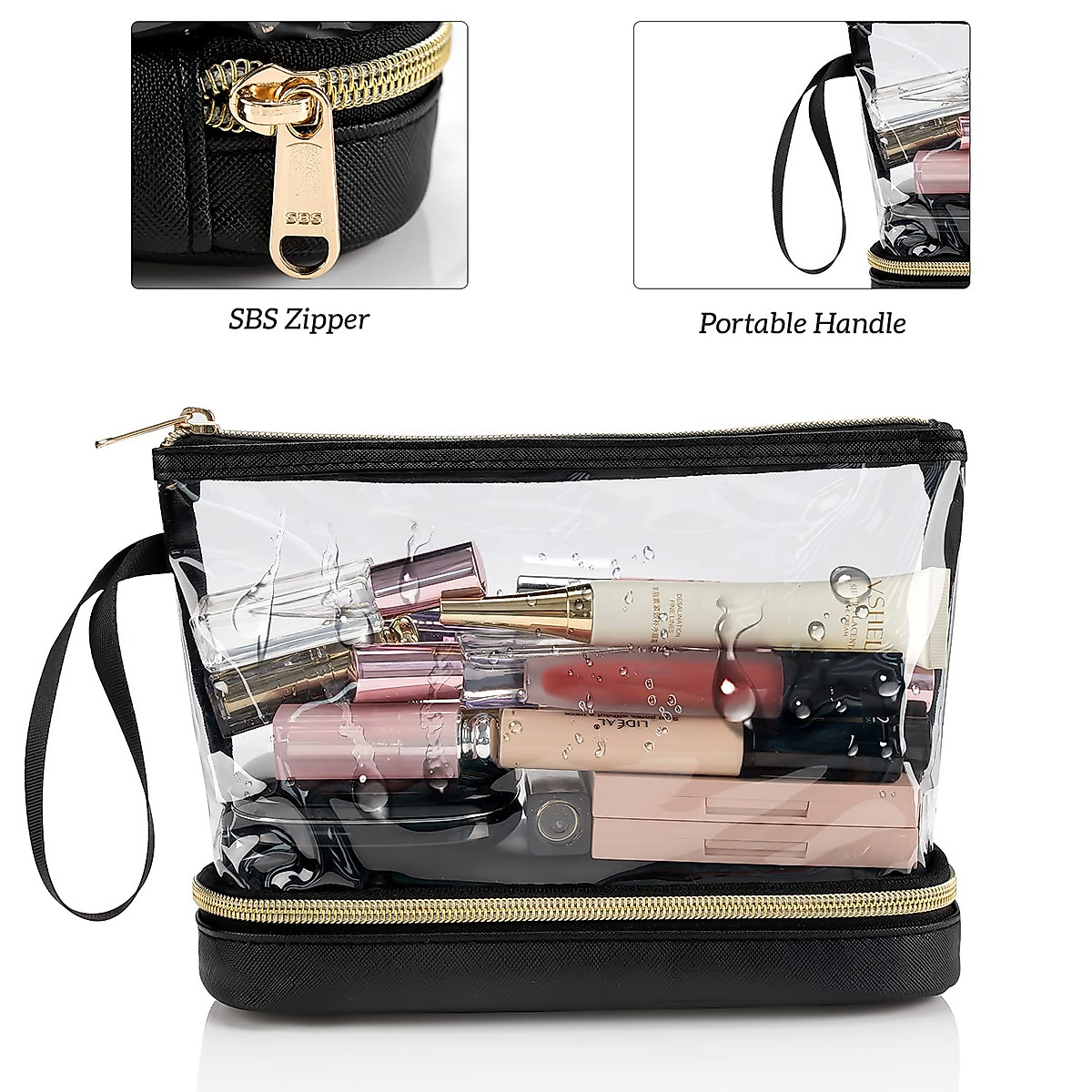 Ethereal Travel Makeup Bag, Clear Cosmetic Bag Make Up Organizer TSA Approved Toiletry Bag, Waterproof Pouch for Women Purse for Toiletries Accessories Brushes