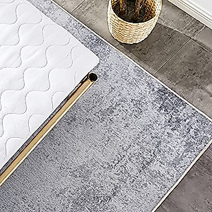 jinchan Area Rug 5x7 Indoor Modern Abstract Rug Grey Accent Rug Kitchen Gray Carpet Foldable Thin Rug Non Slip Contemporary Floor Cover for Living Room Bedroom Dining Room