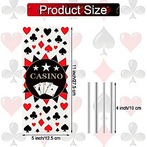 100 Pieces Casino Themed Cellophane Bags Poker Party Treat Bags Las Vegas Party Plastic Candy Bags with 150 Pieces Silver Twist Ties for Chocolate Candy Snacks Cookies Casino Themed Party Supplies