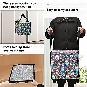 Kigai Owl Cube Storage Bins, 13x13x13inch Collapsible Fabric Storage Cubes Organizer with Handles Decorative Storage Baskets for Home, Shelf, Closet