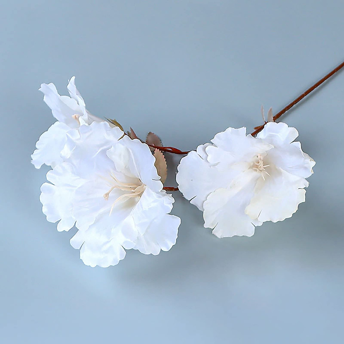 Galand Artificial Flowers,1 Bouquet Artificial Flower 3 Heads Realistic Faux Silk Flower Hibiscus Blossom Simulation Flower for Garden - White