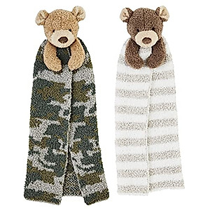 Mud Pie Children's Bear Lovey Blanket, Stripe 21" x 16"