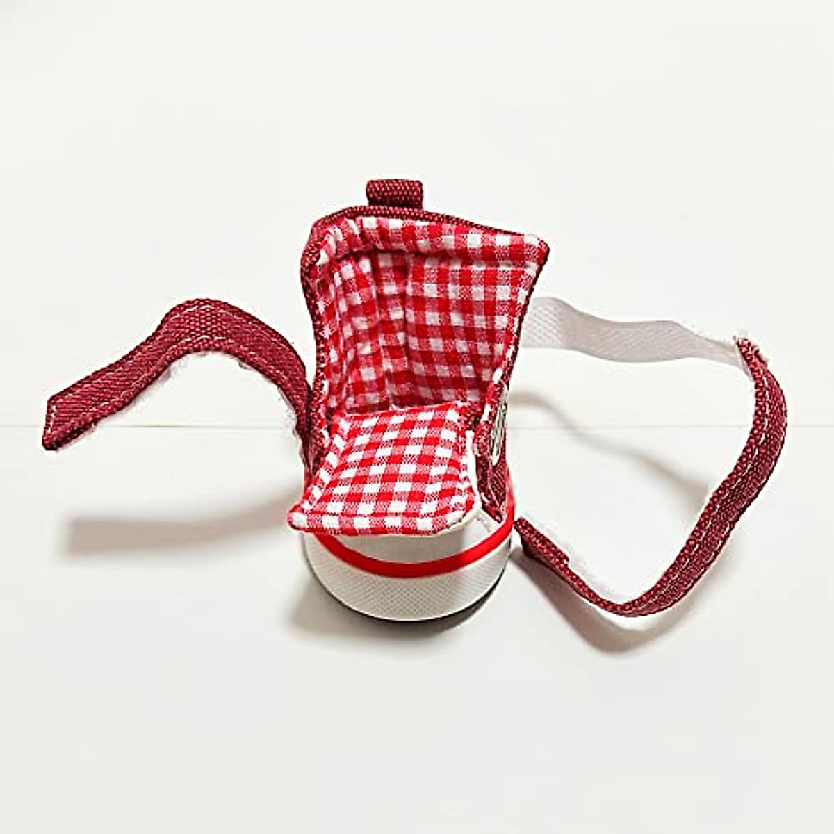 PETFAVORITES Pet Dog Puppy Running Shoes Outdoor Boots Nonslip Booties Canvas Sneaker for Small to Large Dogs Teacup Chihuahua Yorkie with Straps and Glow in The Dark, Pack of 4. (Red, Size 1)