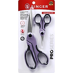 SINGER ProSeries Fabric Scissor and Craft Detail Scissor Set, Lilac, Set of 2