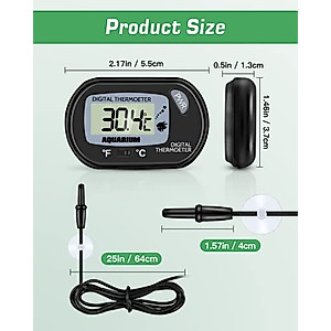Zacro Petbank 2 Pack Digital Aquarium Thermometer, Fish Tank Thermometer, Water Thermometer with Large LCD Display, Reptile Thermometer for Fish Tank Water Terrarium