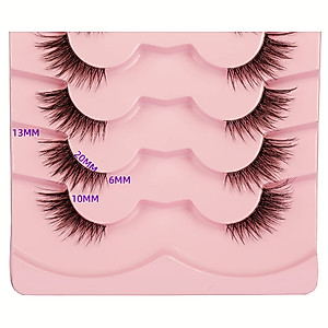 Gmagictobo False Eyelashes Natural Half Lashes Cat Eye Clear Band Lashes Fluffy Wispy 3D Faux Mink Lashes Pack Soft Strips Fake Eyelashes 7 Pairs