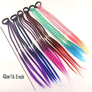 Girl Hair Extension Accessories-Rubber Band Elastic Band Hairstyle Ponytail Braid Beauty Hair Band Twist Colorful Wig Braid Head Rope Girl Dress Beautification Hair Accessories (Mixed Colors - 6Pcs)