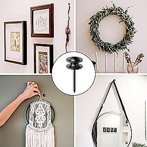 Hotop 25 Pieces Double Headed Picture Hangers Nails Small Head Hanging Nails Picture Photo Hanging Hook Pins Decorative Nail Hook Hangers for Home Office School (Black), as shown