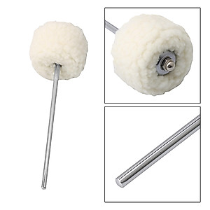 lovermusic Lovermusic 19.4x0.6cm Stainless Steel Shaft Bass Kick Drum Beater White Felt Pedal Beater Head Drum Instrument Accessories