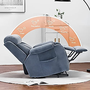 DAZONE Power Recliner Chair, Lift Chair Recliners for Elderly Modern Power Lift Chair Overstuffed Electric Recliner Chair Theater Reclining Chair Lazyboy Recliner Chair for Living Room Bedroom Grey