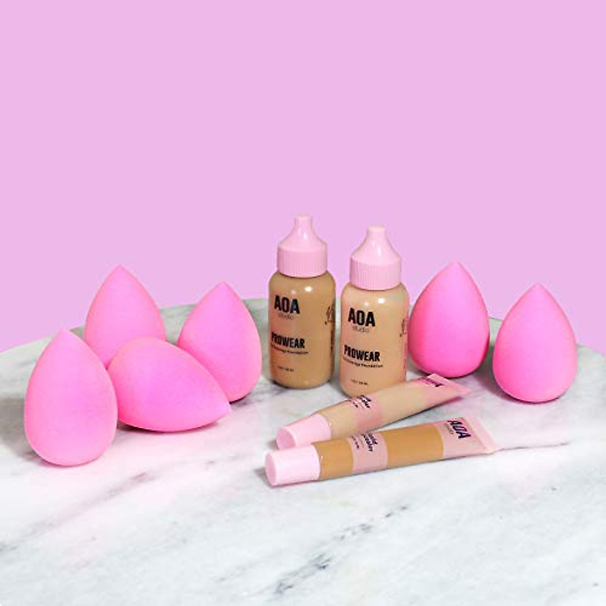 AOA Studio Collection Makeup Sponge Set Makeup Blender Latex Free and High-definition Set of 6 Makeup Blender For Powder Cream and Liquid, Super Soft Wonder Blender Beauty Cosmetic