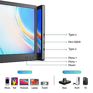 APILDELLA Portable Monitor 12’’ Laptop Monitor Extender USB C HDMI, FHD Travel Monitor Plug&Play Laptop Screen/Smart Cover, External Monitor for Laptop PC Phone Mac Switch Xbox PS4