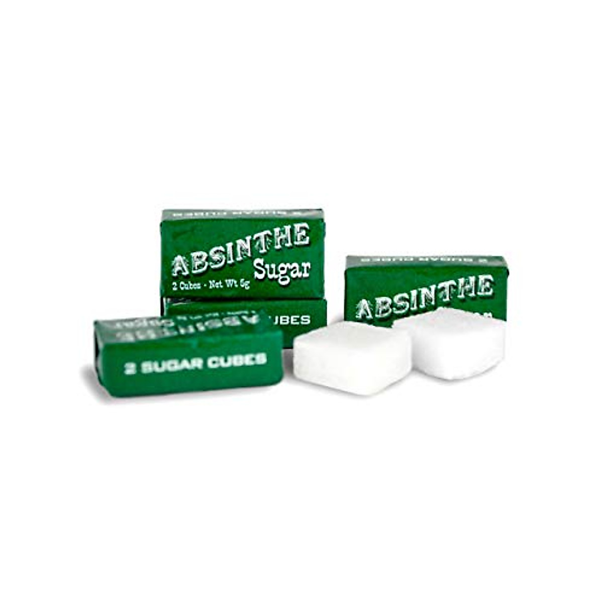 Wormwood Leaf Absinthe Spoon, Gold-Plated and 10 Sugar Cubes (5 packets) by Bonnecaze