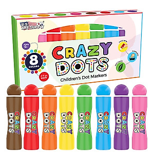 U.S. Art Supply 8 Color Crazy Dots Markers - Children's Washable Easy Grip Non-Toxic Paint Marker Daubers