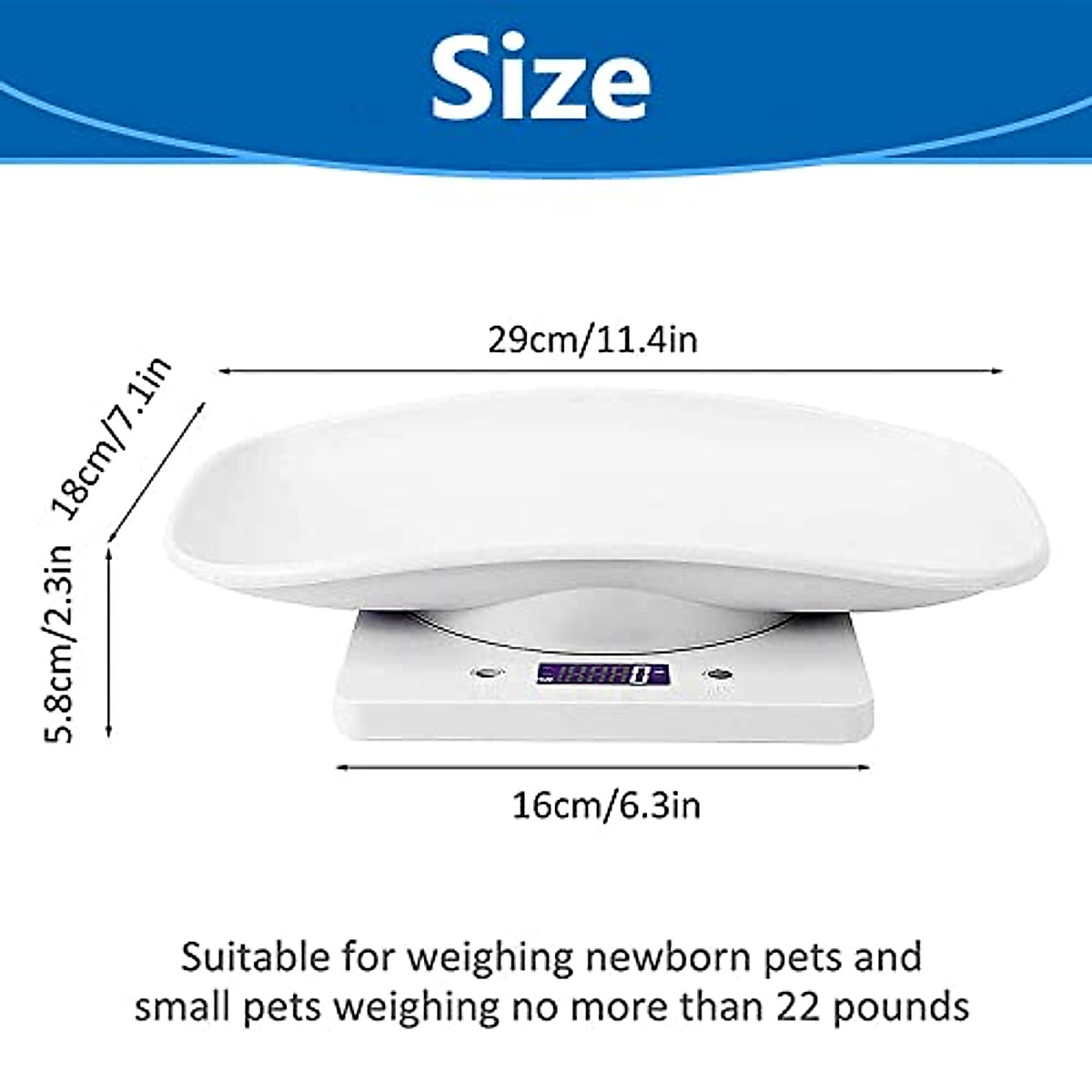 Small Animal Scale - LCD Electronic Scales with 3 Weighing Modes Multifunctional Digital Pet Scale for Ferret Hamster Hedgehog Lizard New Born Kitten Puppy (Max: 22lbs) (White)