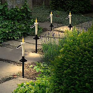 Tookie LED Candle Light, 4pcs Dual Use Solar Power Long Candle Light with Warm White Flickering Flame, Auto On/Off Solar Light for Garden Pathway Driveway Landscape Patio Deck Yard(Size:18.27inch)