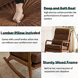 JOYBASE Rocking Chair, Nursery Glider Rocker Chair, Nursing Rocking Accent Chair, Modern Comfy Lounge Armchair with High Backrest for Indoor, Living Room, Bedroom, Nursery (Orange, Bronzing Cloth)