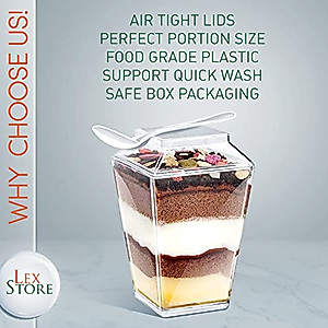 Lex Store 50 Pack 5 oz Plastic Dessert Cups with Lids and Spoons Clear Parfait Cups with Lids Mini Dessert Shooter Cups for Parties Yogurt, Fruit, Ice Cream Serve Appetizer with Vasos Para Postres