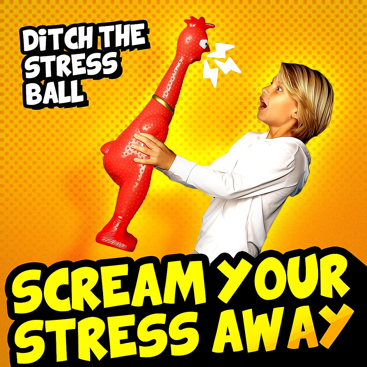 Animolds Hug Me Giant Rubber Chicken- Huge Stress Relief Screaming Chicken Toy | Screams Up to 45 Seconds- Novelty Gag and Prank Toys | Funny Toys Gifts for Christmas Stocking Stuffers for Kids Adult