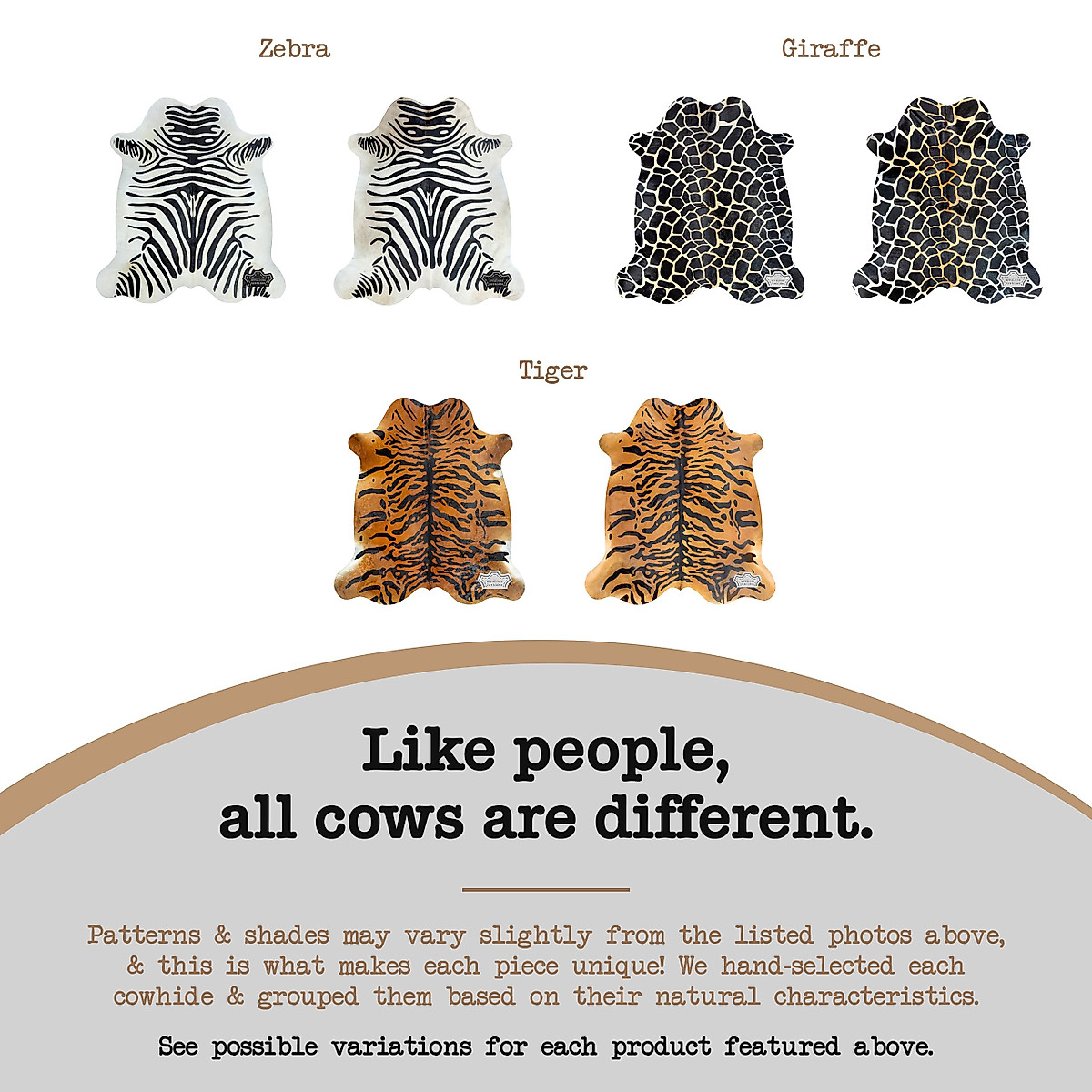 Animal Print Cowhide Rug Collection - Natural Cowhide Rugs for Living Room & Bedroom - Shiny & Modern Accent Rug - Genuine Leather & Fur Cow Hide Rug - Giraffe Large