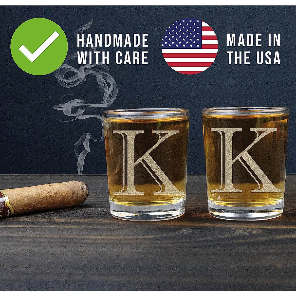 2pk Etched Monogram 2.5oz Shot Glasses (Letter K) A-Z Personalized shot glass, Custom shot glasses, Set of two Shot Glasses, Initial Birthday Gift shot glass Cute