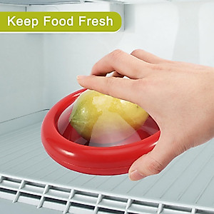 ZEENEEK Avocado Saver and Tomato Holder, Set of 4 Reusable Onion Storage and Avocado Keeper for Fridge Fresh Stretch Tomato Saver Set for Red Onion, Guacamole, Lemons, Tomato and Potatoes​, GZ04449