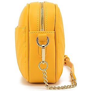 lola mae Quilted Crossbody Bag, Trendy Design Shoulder Purse (Mustard)