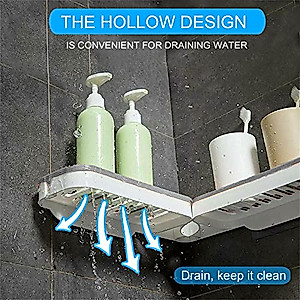 ZSSM Corner Shower Caddy 180° Rotatable Dual purpose No-Drilling Waterproof Wall Mounted Bathroom Shelf Organizer Rack Plastic, NO-Drilling Removable Bathroom ​Shower Shelf for Bathroom & Kitchen
