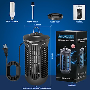 Avokadol Bug Zapper,18W Mosquito Zapper Indoor&Outdoor - 6.5 FT Cord Fly Trap,4200V High Power Electronic Insects Killer,Perfect for Home/Patio/Garden/Kitchen,A Good Helper for BBQ/Gathering.