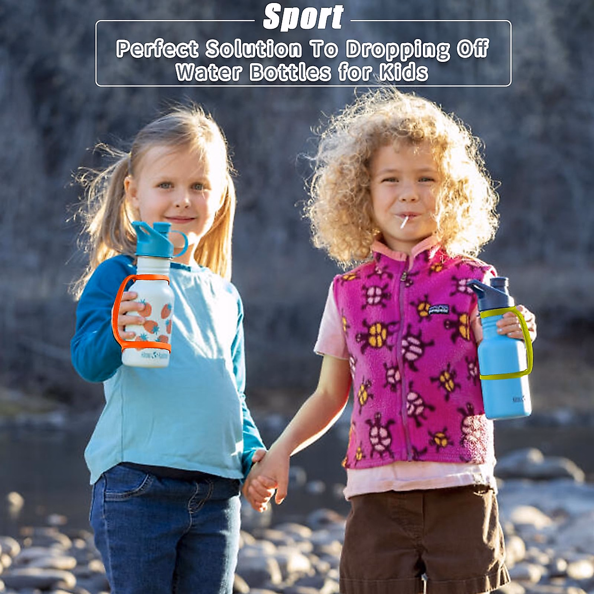 Windspeed Water Bottle Carrier Grip for Outdoor,Soft Band Holder Strap Makes Any Bottle Handheld,Water Bottle Bands for Bike, Gym or Jogging 4 Pack