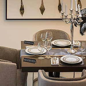 Metal Reserved Table Signs Reserved Sign Reserved Desk Signs Double Sided Table Stand Tents Sign Reserved Seating Signs for Wedding Restaurant Parties Ceremony, 5.91 x 3.15 Inch (Black, 24 Pcs)