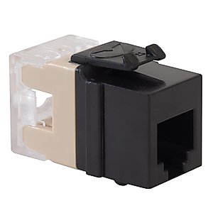 ICC Voice Grade Telephone Keystone Jack with Slim Profile 180 Degree Punch Down, 6P6C RJ11, UL Listed TAA Compliant for Wall Plate or Patch Panel, Works with JackEasy Termination Tool, Black