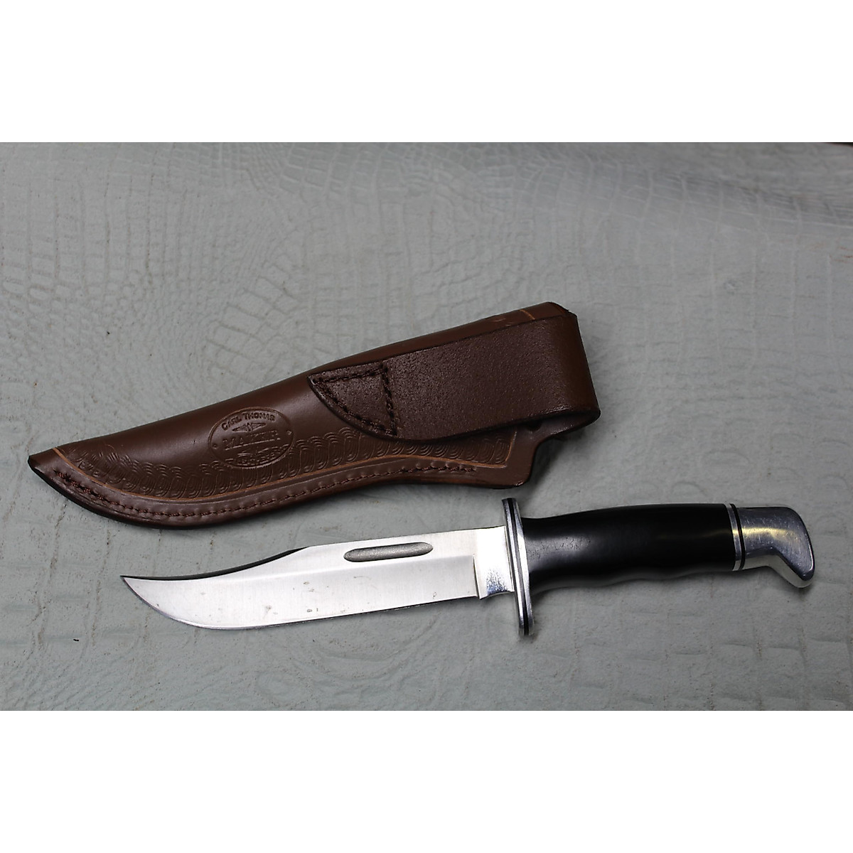 CARL THOMAS LEATHERS. Custom Leather Knife Sheath Made to Fits Buck 119 Knife, Fixed Blade Knife Holder, Light Brown, Sheath Only