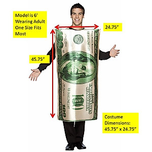 Rasta Imposta Dollar 100 Bill Costume, Green/White, One Size
