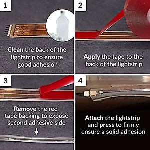 Litcessory Lightstrip Mounting Tape (16ft) for Philips Hue, LIFX Lightstrips, C by GE Light Strips – Strong, Removable, Double Sided Tape – Works Great with Most LED Strip Lights!