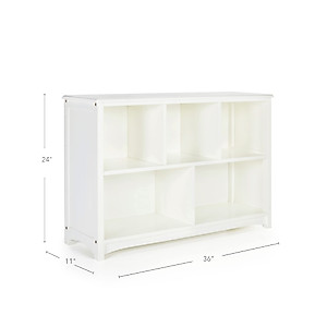 Guidecraft Classic White Bookshelf: Children's 5 Compartment Toy, Bin, Art, Clothes and Book Storage - Wooden Playroom and Bedroom Furniture For Kids