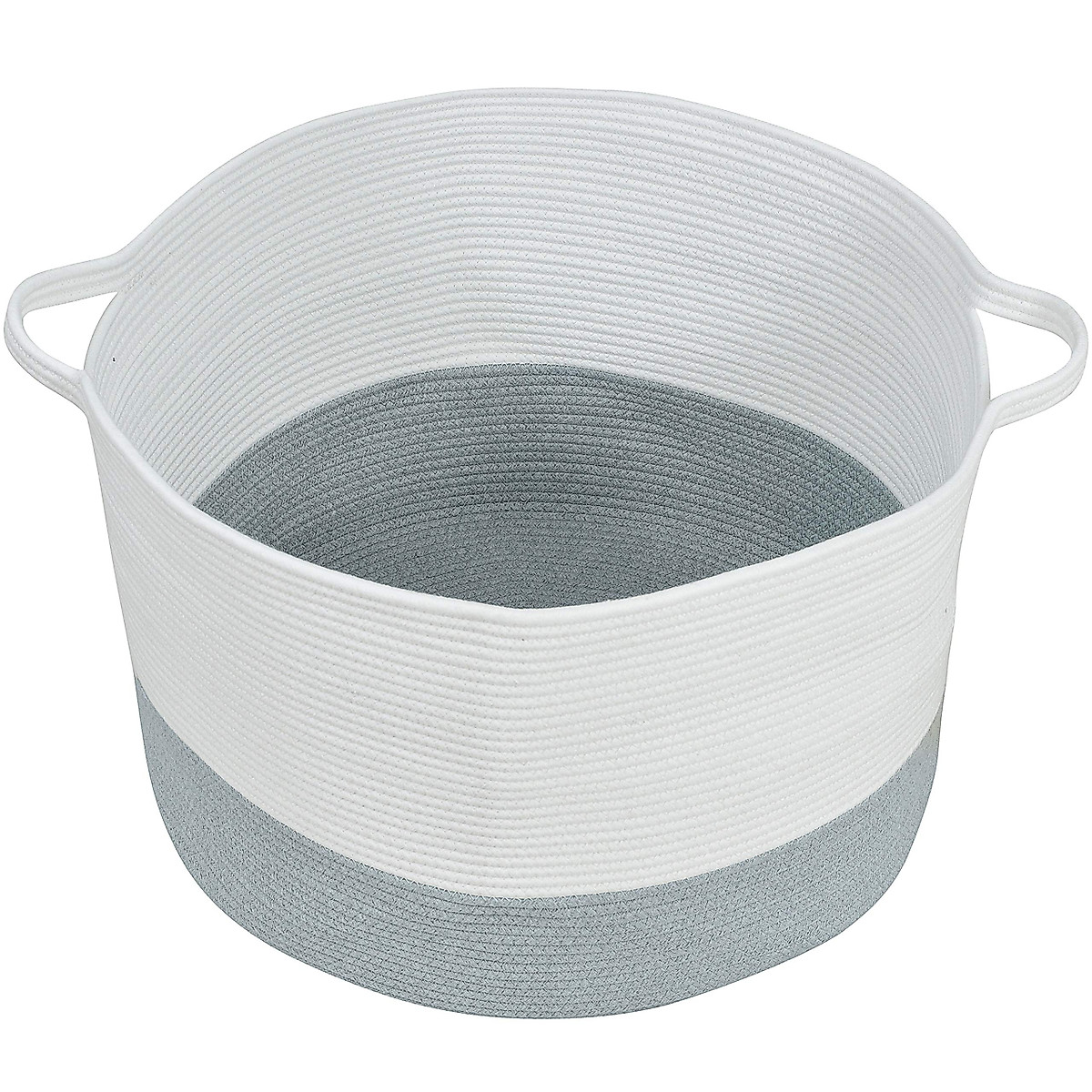 Large Blanket Basket | Cotton Rope Basket for Blankets Living Room | Size 21.7" x 21.7" x 13.8" | Large Basket for Blankets | Baby Laundry Basket |